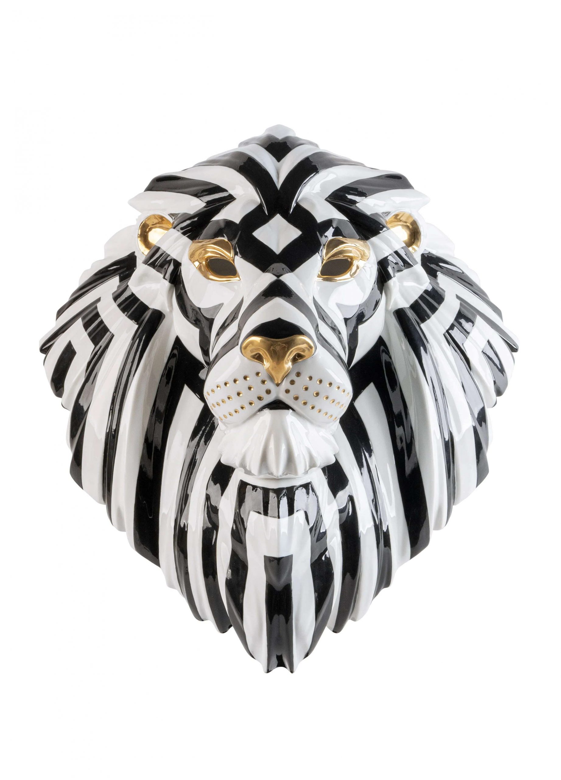 [Lladró] Lion Mask - White, Black & Gold - Bin3aiah Animals